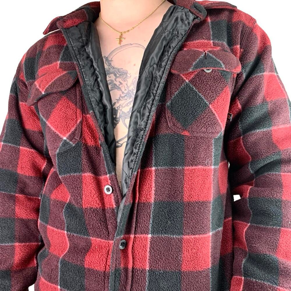 Vintage Dickies Plaid Quilted Fleece Button Up Flannel - Gem